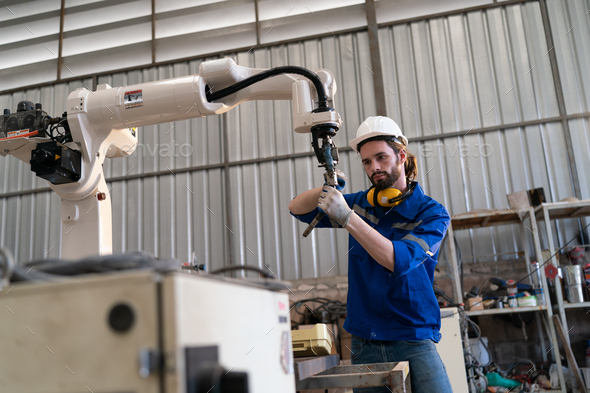 Business industry technology, people and tech. Engineer working ...