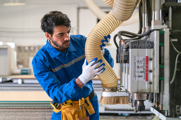 Carpenters Assembling Furniture Business. Young man in production of ...