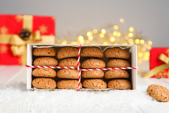 Concept of tasty Dutch Christmas cookies, Pepernoten Stock Photo by ...