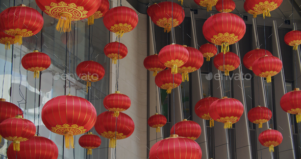 Red lantern hanging at outdoor Stock Photo by leungchopan | PhotoDune