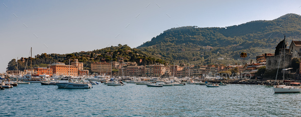 Coast of Ligurian Sea in Santa Margherita Ligure, which is popular ...