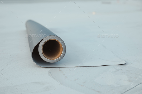 Roofing PVC membrane in rolls and geotextile Stock Photo by doralinsamuel