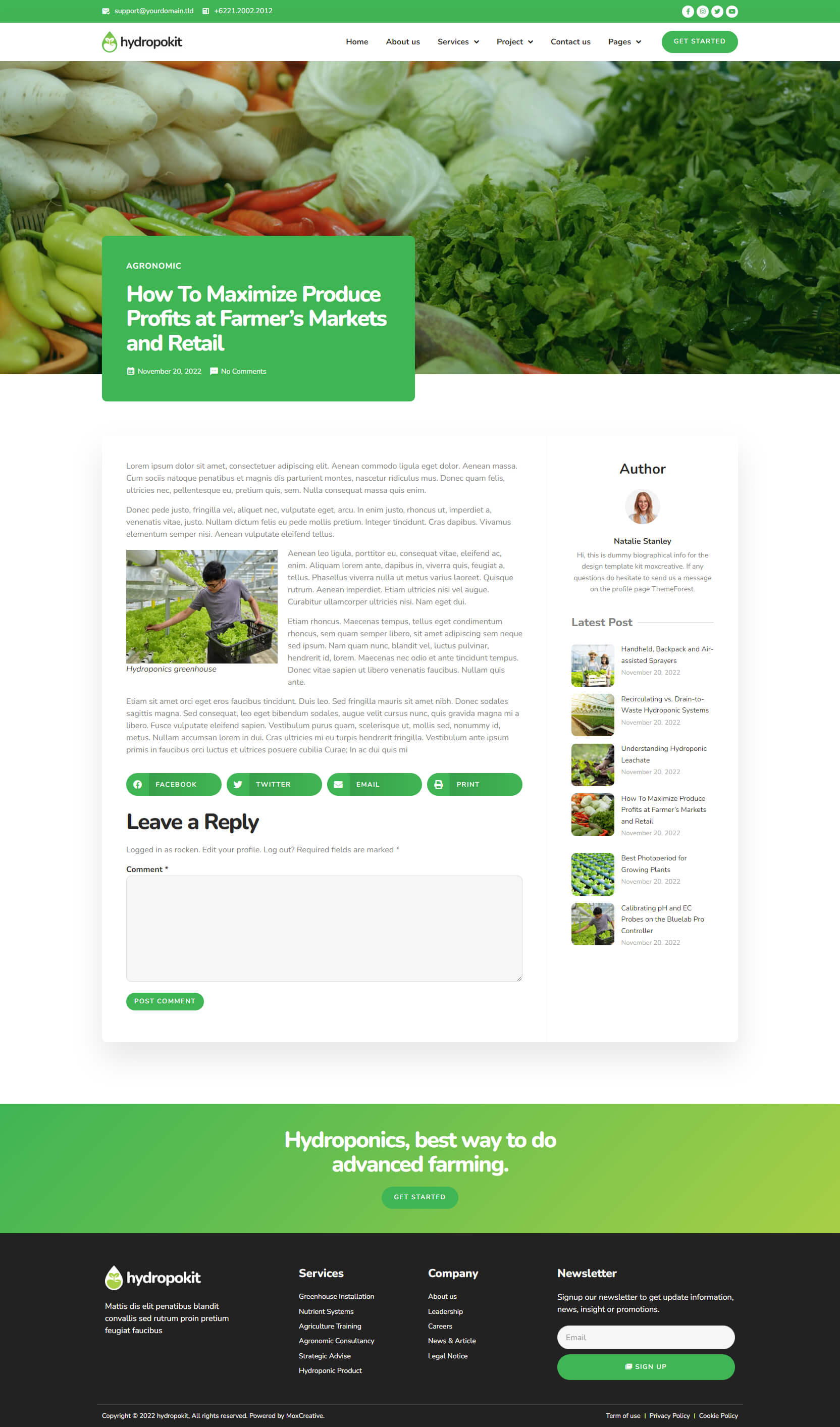 Hydropokit - Hydroponic & Agriculture Elementor Template Kit by moxcreative