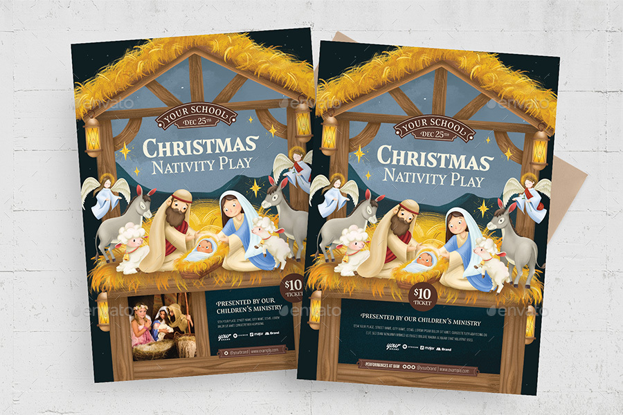 Christmas Nativity Play Flyer Template, Print Templates | GraphicRiver
