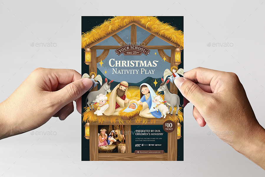 Christmas Nativity Play Flyer Template, Print Templates | GraphicRiver