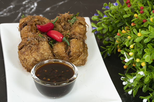 Tauhu bergedil with spicy soy sauce Stock Photo by hmzphotostory ...