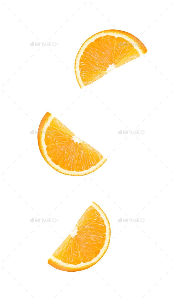 Collection perfect orange slices isolated Stock Photo by photobalance
