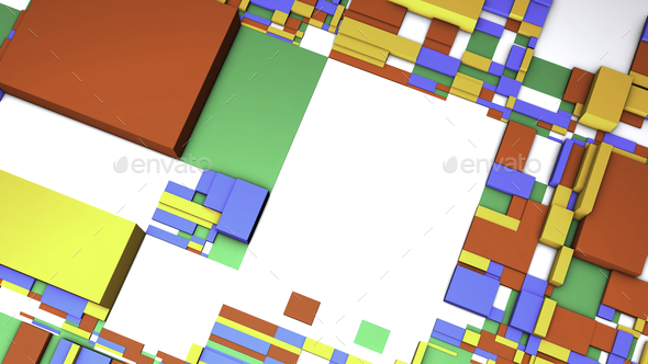 Abstract colorful 3D rectangles background. Motion. Randomly placed ...