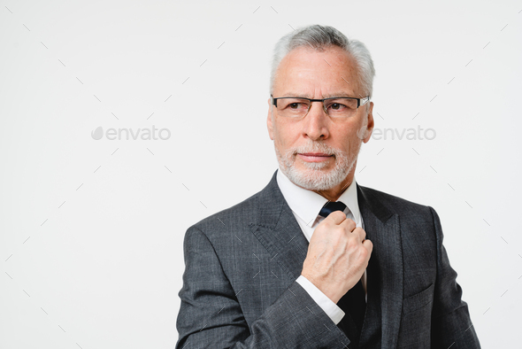 Serious mature middle-aged businessman ceo boss teacher professor in ...