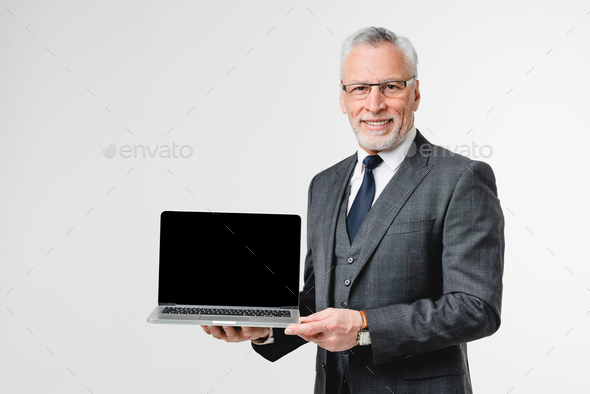 Happy confident caucasian middle-aged businessman ceo boss lawyer ...