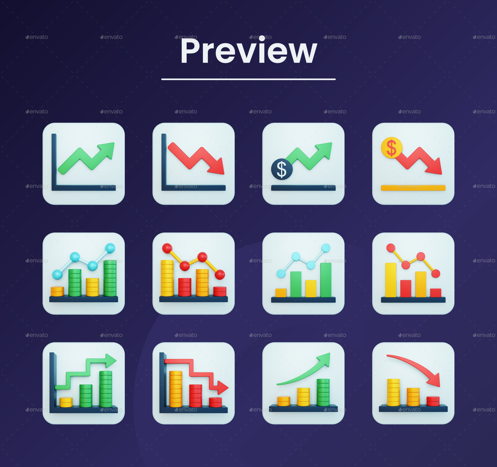 Increase and Decrease Icon Pack, Graphics | GraphicRiver
