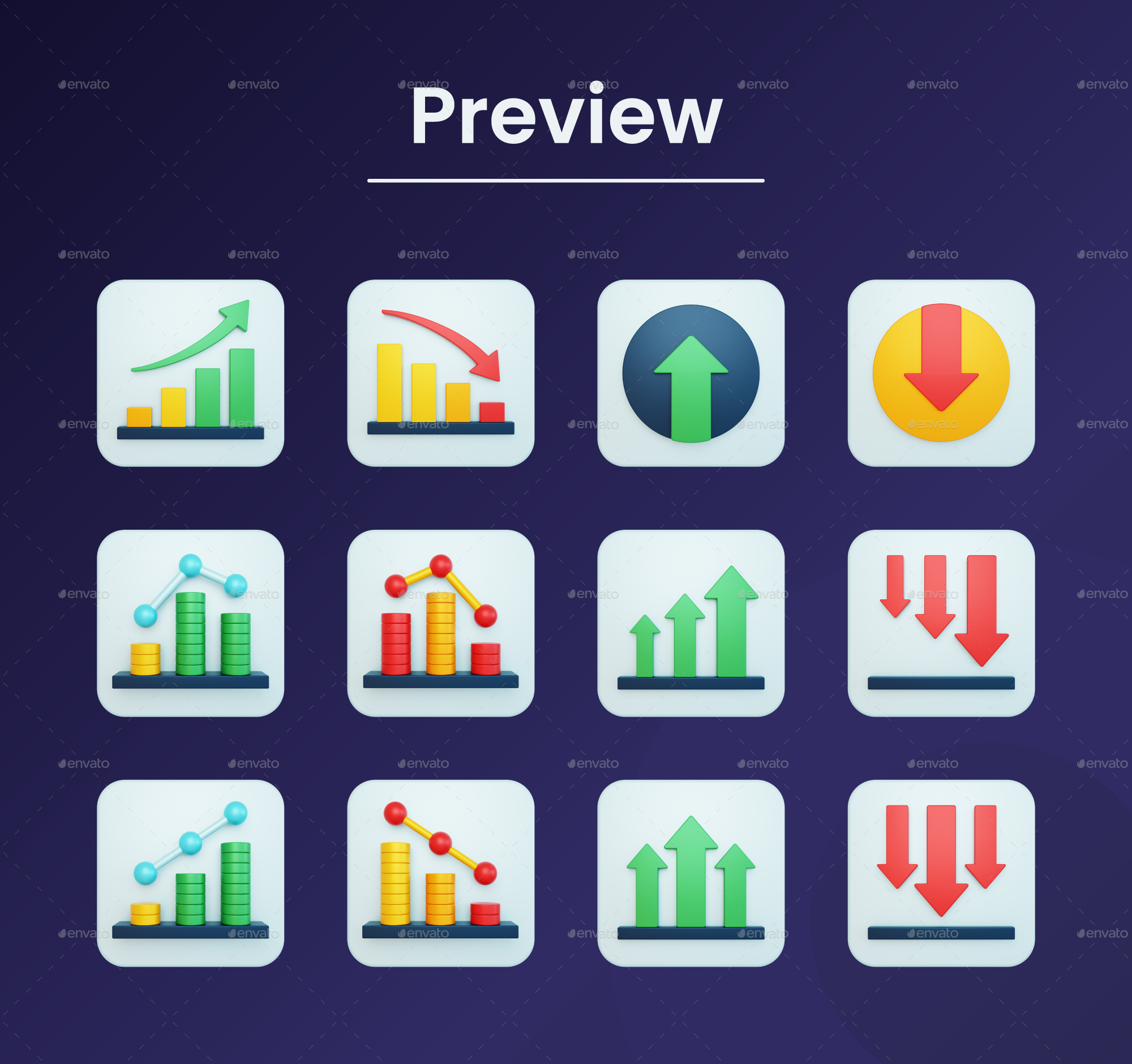 Increase and Decrease Icon Pack, Graphics | GraphicRiver
