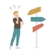 Confused Man Standing in Front of Path Sign, Vectors | GraphicRiver
