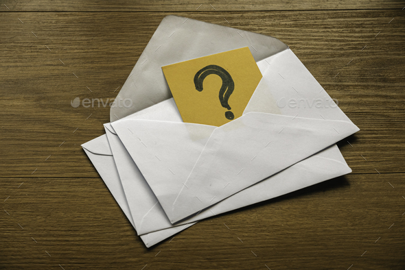 A question symbol inside an envelope. Question and answer concept ...