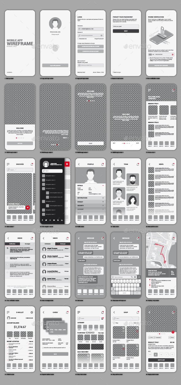 Mobile App Screen UIUX Design Template, Web Elements | GraphicRiver