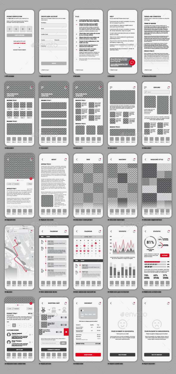 Mobile App Screen UIUX Design Template, Web Elements | GraphicRiver