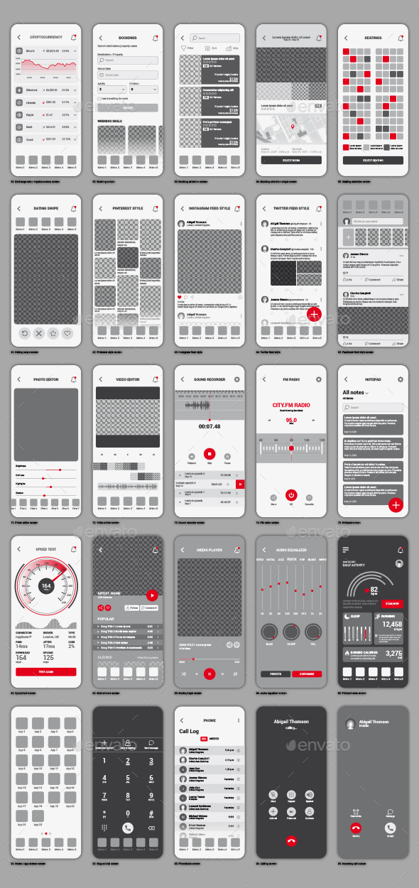 Mobile App Screen UIUX Design Template, Web Elements | GraphicRiver