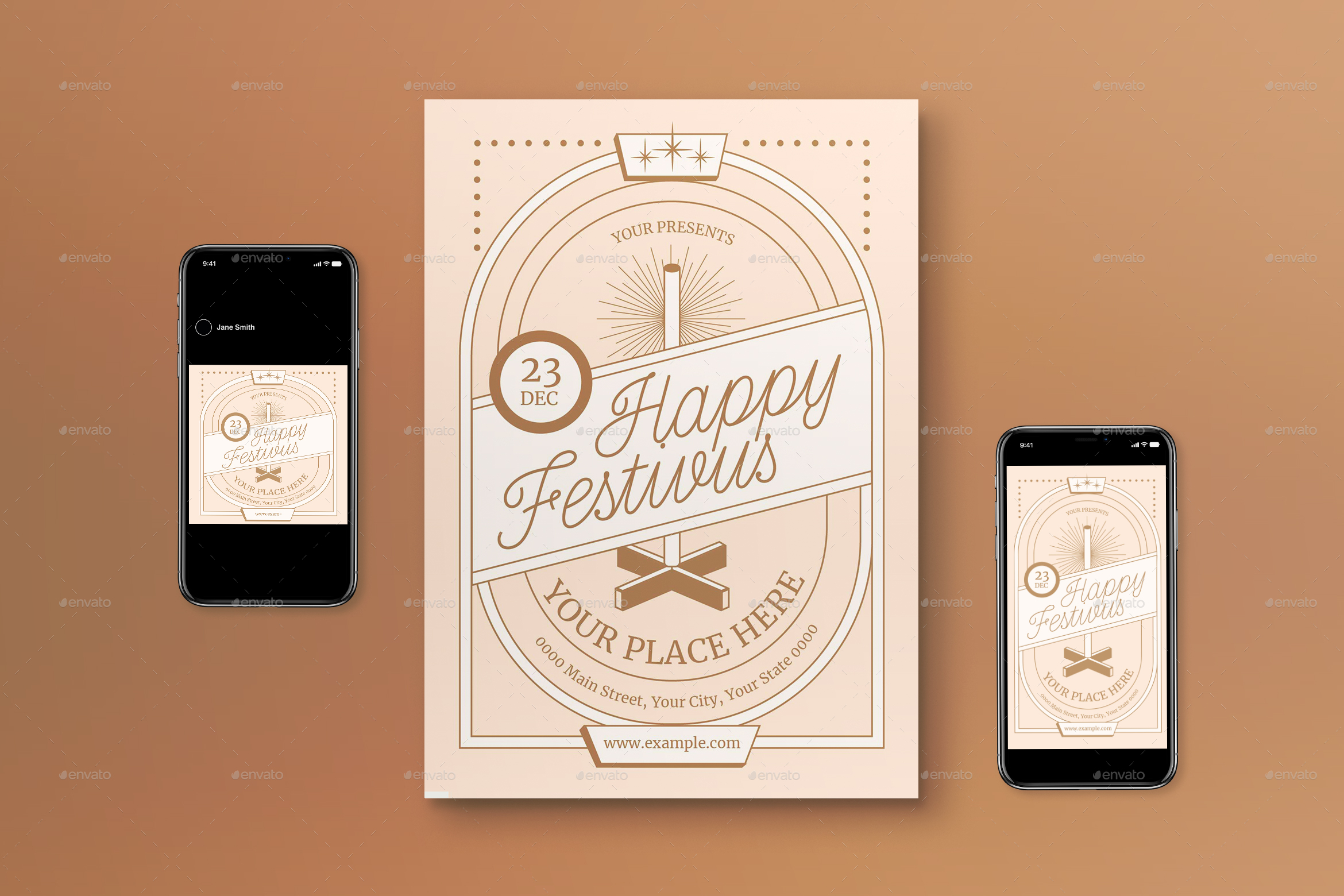 Pink Modern Festivus Flyer Set, Print Templates | GraphicRiver