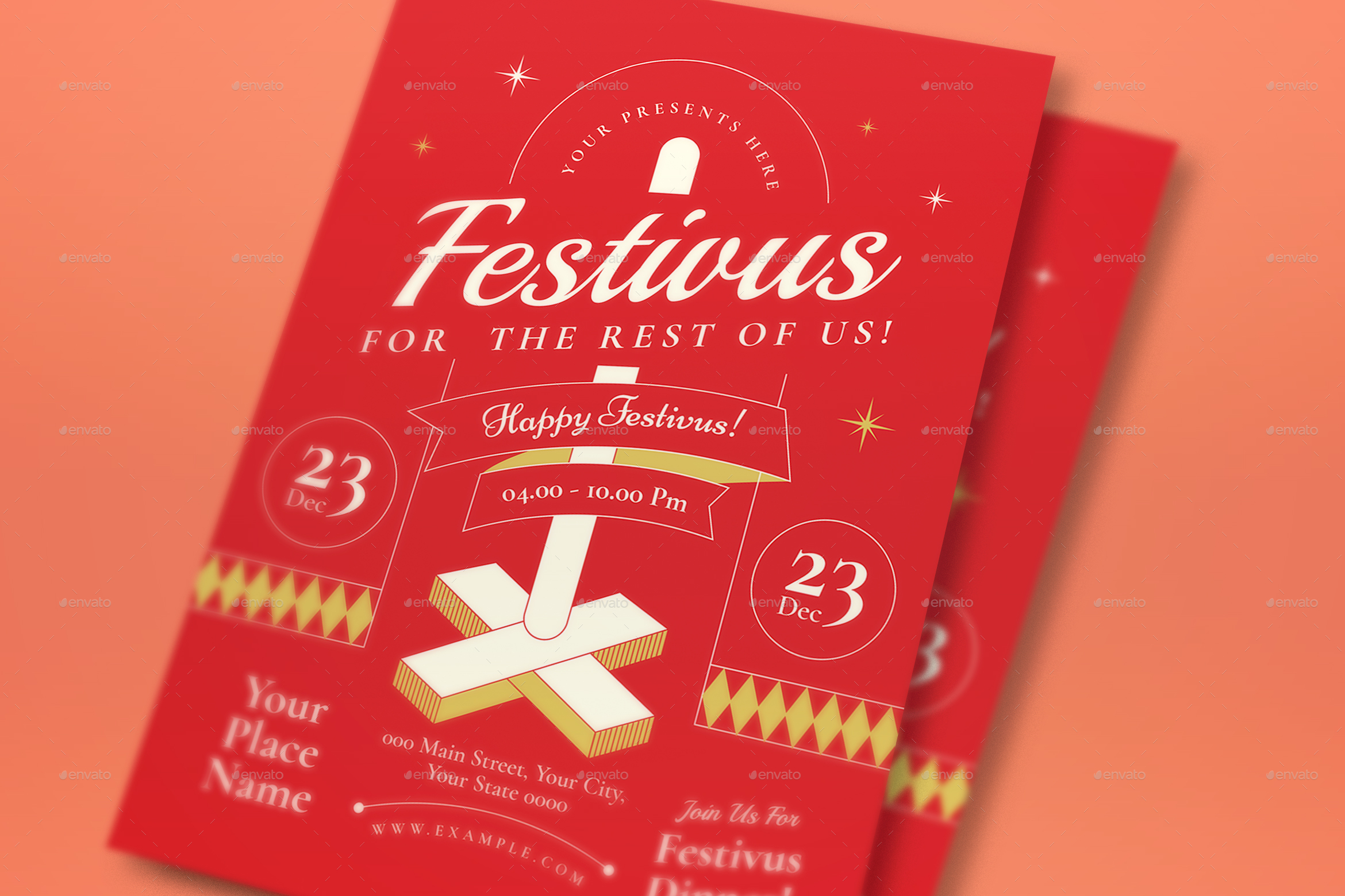 Red Modern Flat Design Festivus Flyer Set, Print Templates | GraphicRiver