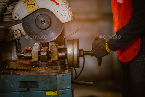 Engineer worker wearing safety uniform control operating computer ...