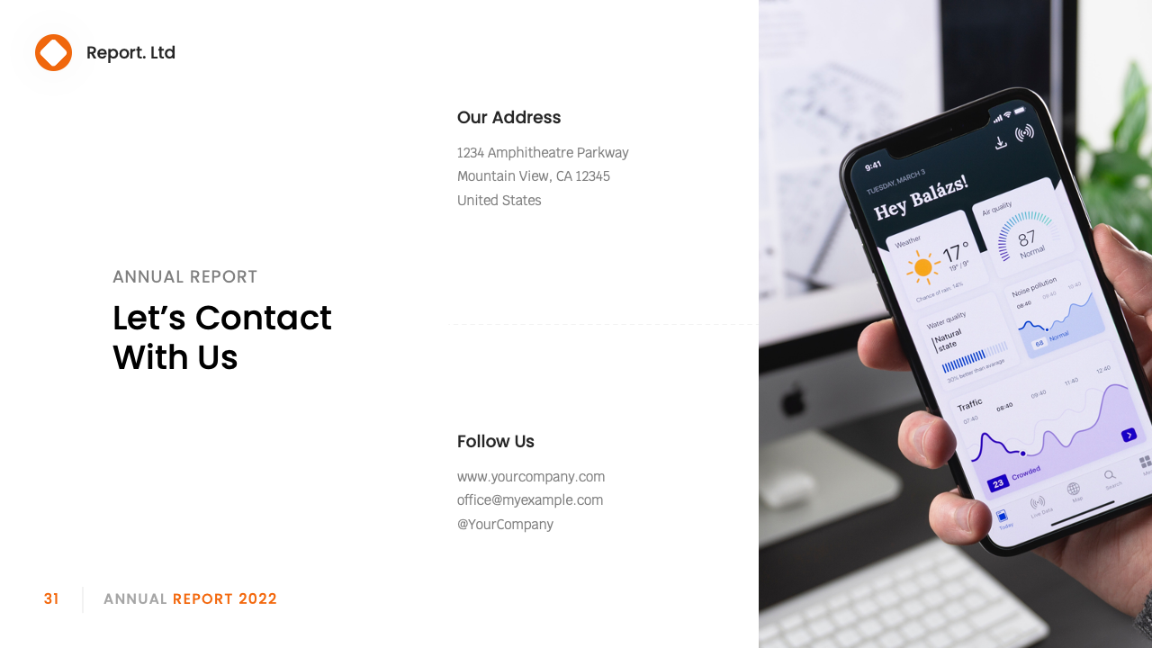 Report - Annual Report PowerPoint Template, Presentation Templates