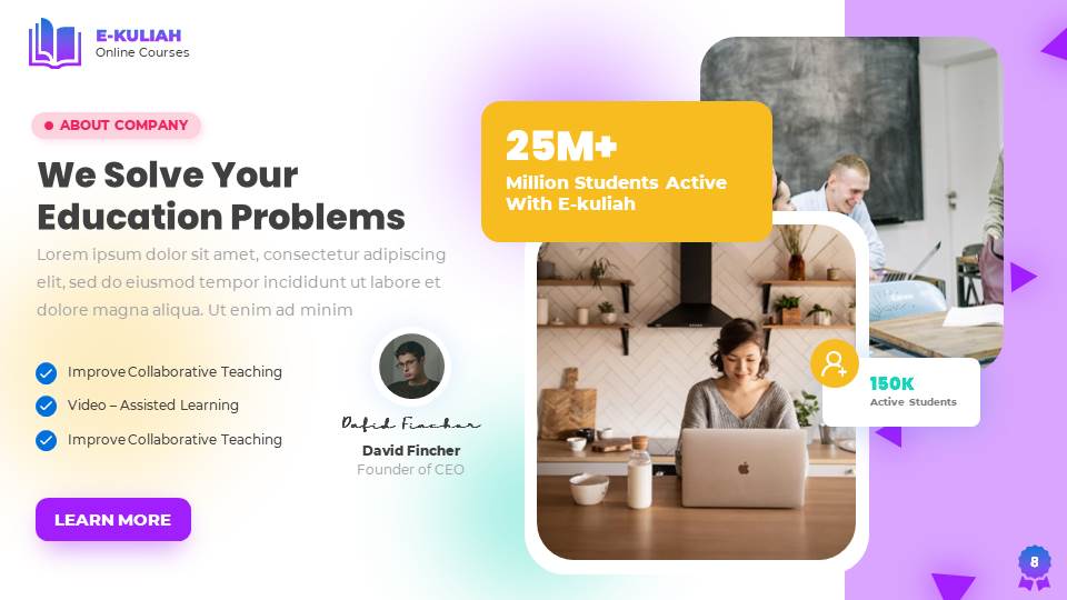 E-Kuliah - Education & Learning PowerPoint Template, Presentation Templates