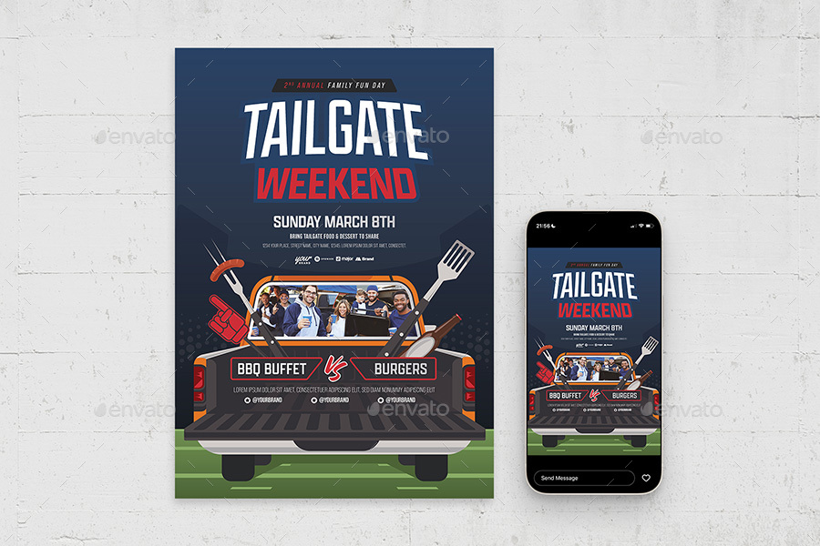 Tailgate Football Party Flyer, Print Templates | GraphicRiver