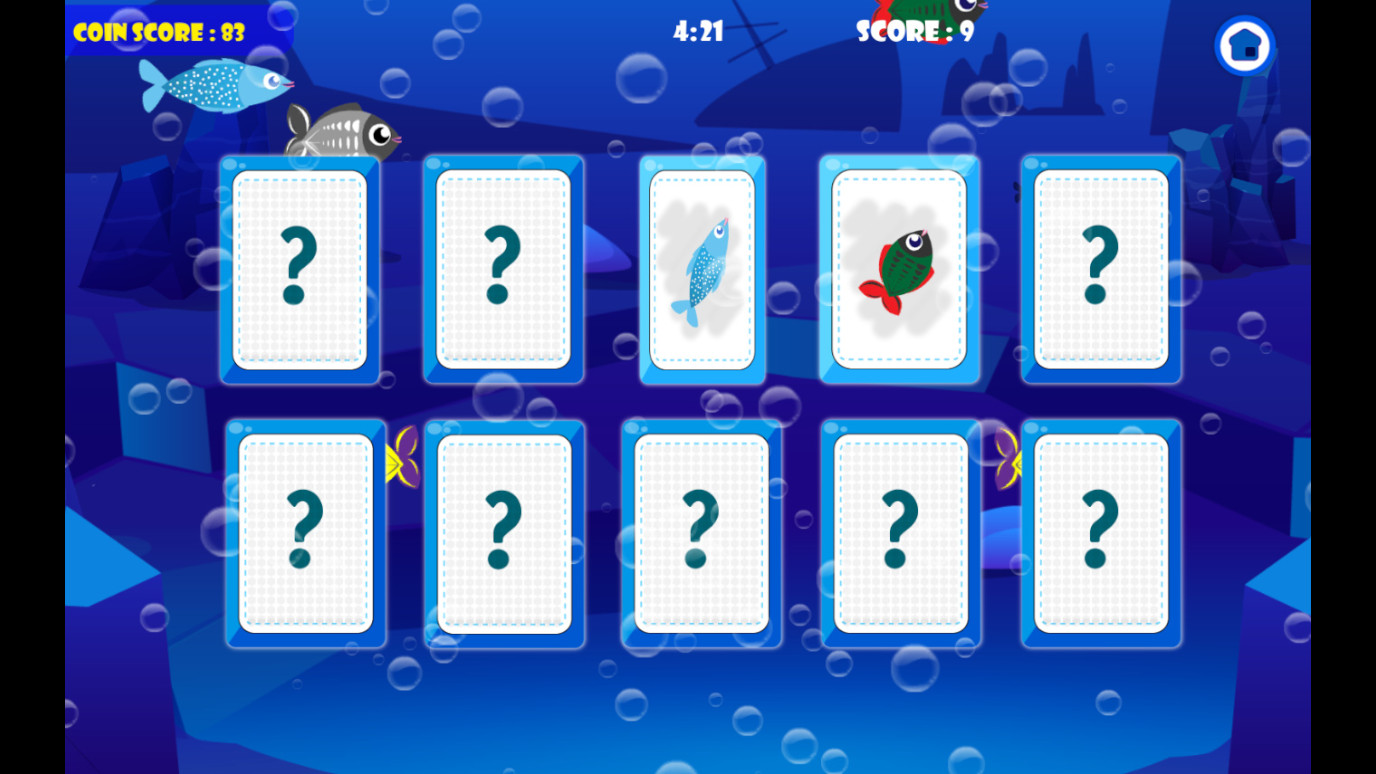 Memory Game Underwater - Unity Casual Game For Android And iOS by NorthPick