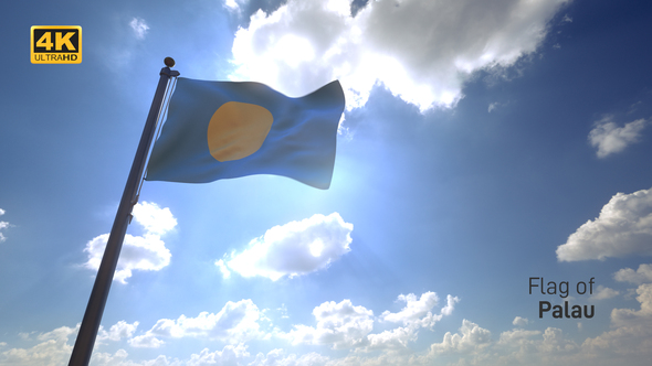 Palau Flag on a Flagpole V4 - 4K, Motion Graphics | VideoHive