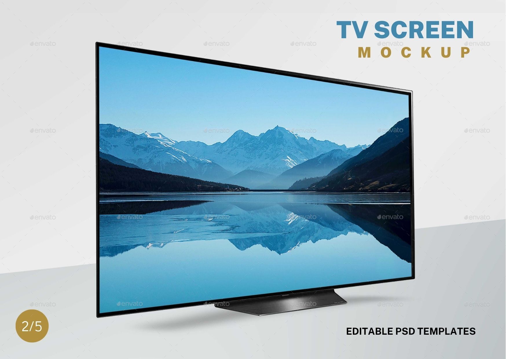 Minimal TV Screen Mockup - 5 Templates PSD, Graphics | GraphicRiver