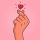 Finger Heart Hand Gesture Pinup Pop Art Vector, Vectors | GraphicRiver