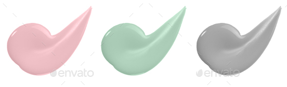 Liquid concealer smear smudge swatch drop isolated on white. Make up ...