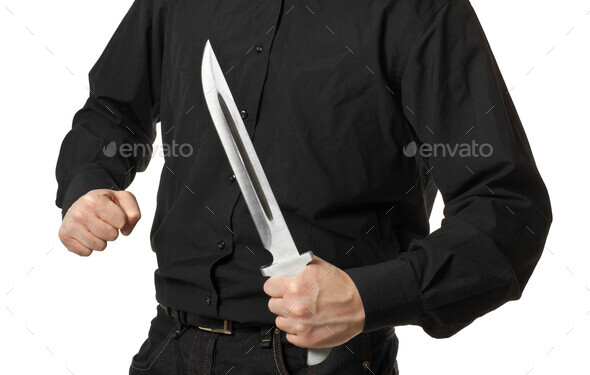 man holding knife isolated Stock Photo by ozaiachin | PhotoDune