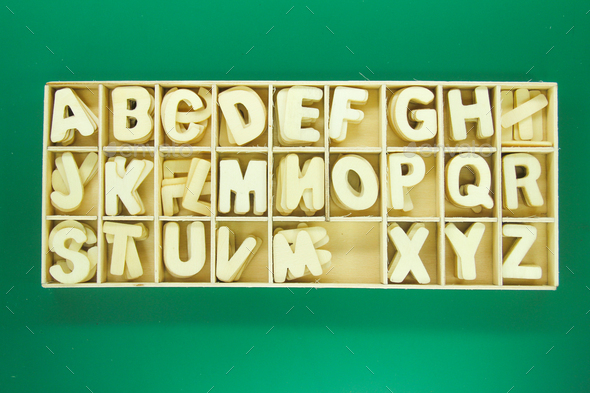 wooden letters a to z in wooden boxes Stock Photo by fauziEv8 | PhotoDune