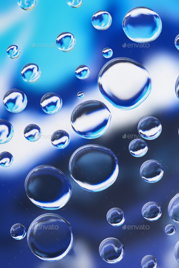 beautiful calm clear water drops on blurred abstract background Stock ...