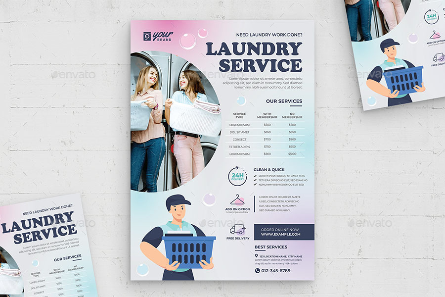 Laundry Service Flyer Template, Print Templates | GraphicRiver