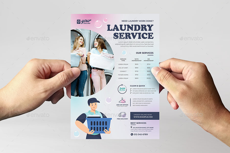 Laundry Service Flyer Template, Print Templates | GraphicRiver