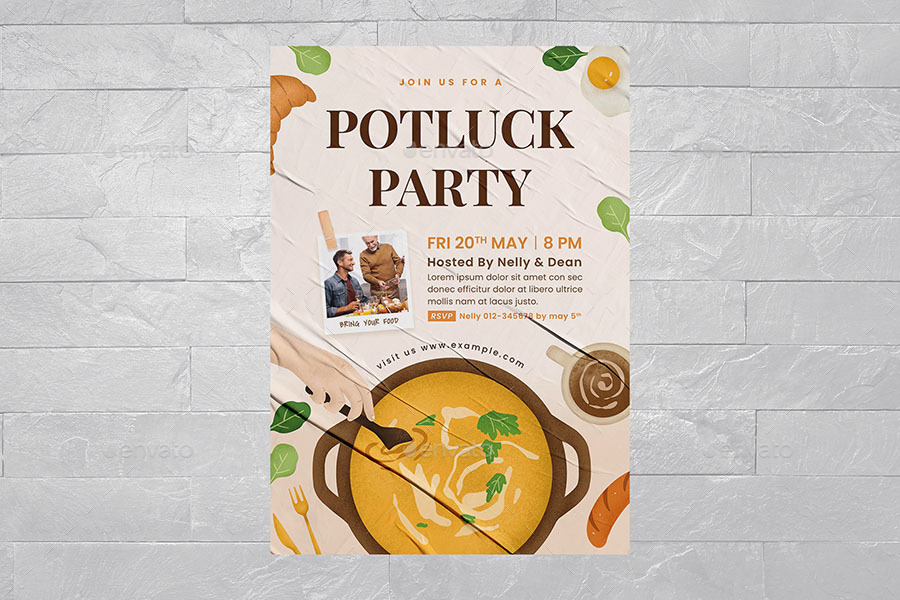 Potluck Party Flyer Template, Print Templates | GraphicRiver