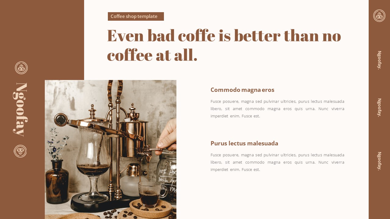 Ngoofay - Coffee & Cafe Shop Powerpoint Template, Presentation Templates
