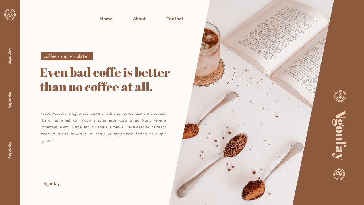 Ngoofay - Coffee & Cafe Shop Powerpoint Template, Presentation Templates