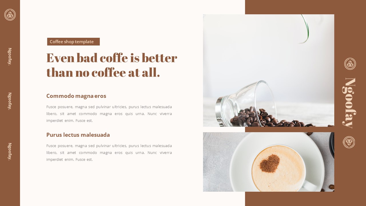 Ngoofay - Coffee & Cafe Shop Powerpoint Template, Presentation Templates