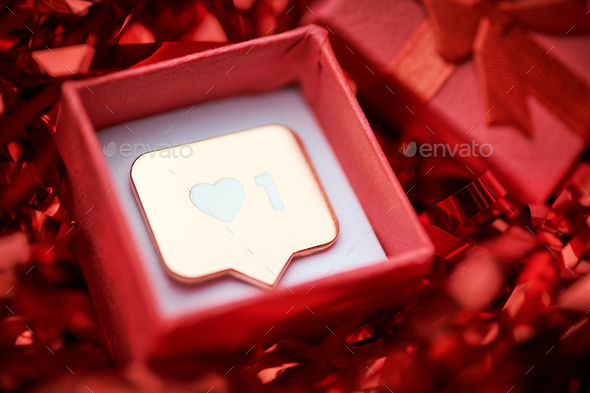 Like symbol in red gift box Stock Photo by travelarium | PhotoDune
