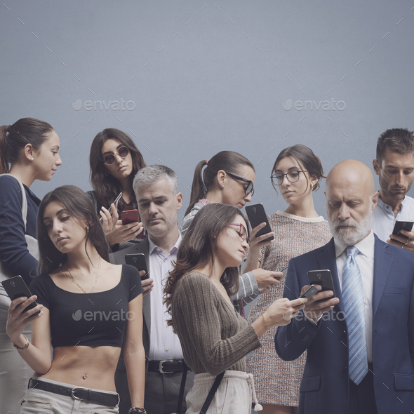 Group of people using smartphones Stock Photo by stokkete | PhotoDune