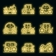 Brougham Icons Set Vector Neon, Vectors | GraphicRiver
