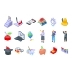 Education Workflow Icons Set Isometric Style, Vectors | GraphicRiver