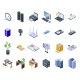 Smart Office Space Icons Set Isometric Style, Vectors | GraphicRiver