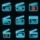 Clapper Icons Set Vector Neon, Vectors | GraphicRiver