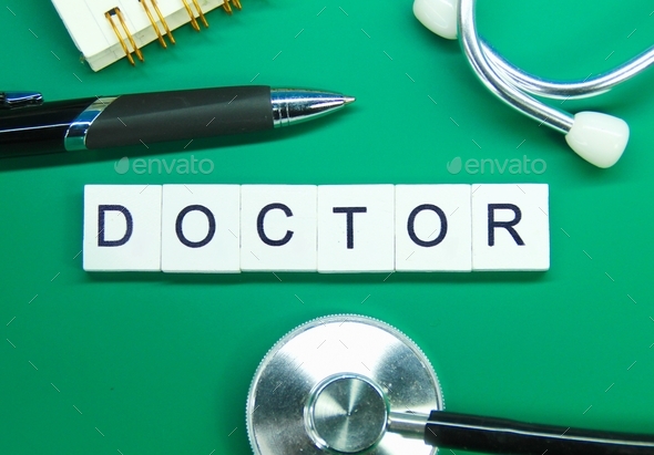 white square with the word doctor. medical or hospital concept Stock ...