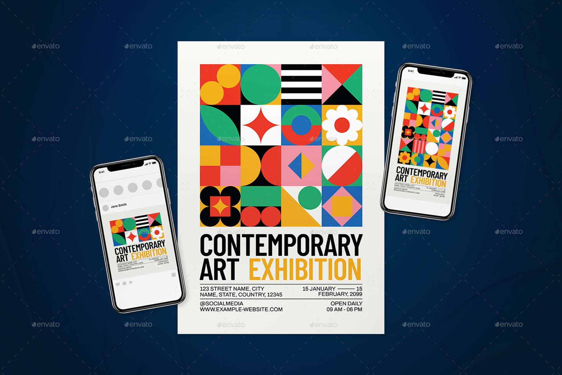 Contemporary Art Exhibition Event Flyer Set, Print Templates | GraphicRiver