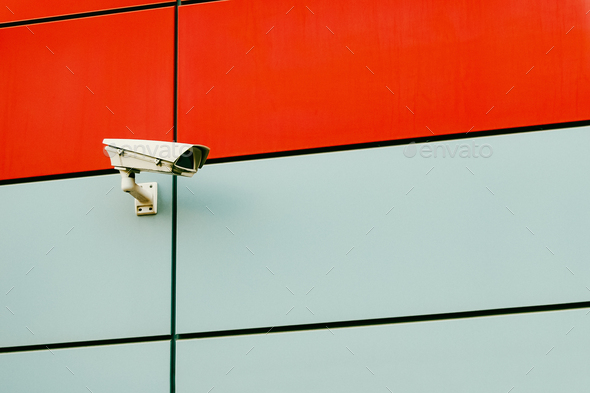 Outdoor surveillance camera, cctv on building outdoors Stock Photo by ...
